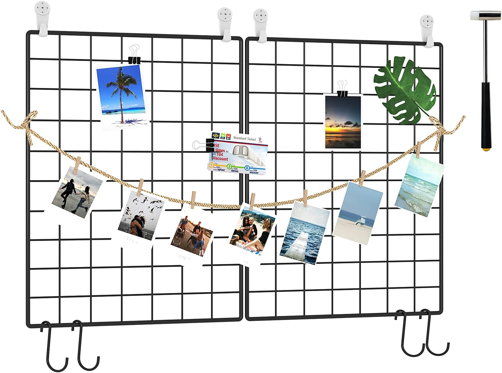 Amazon.com : CIKLCIX Metal Grid Wall Panel Black, Wire Photo Display ...