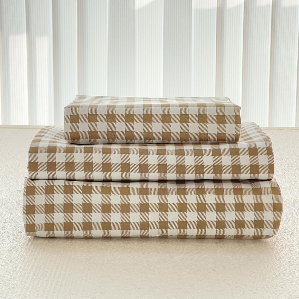 Amazon.com: Laurel & Mayfair 250tc 100% Cotton Gingham Print Sheet Set ...