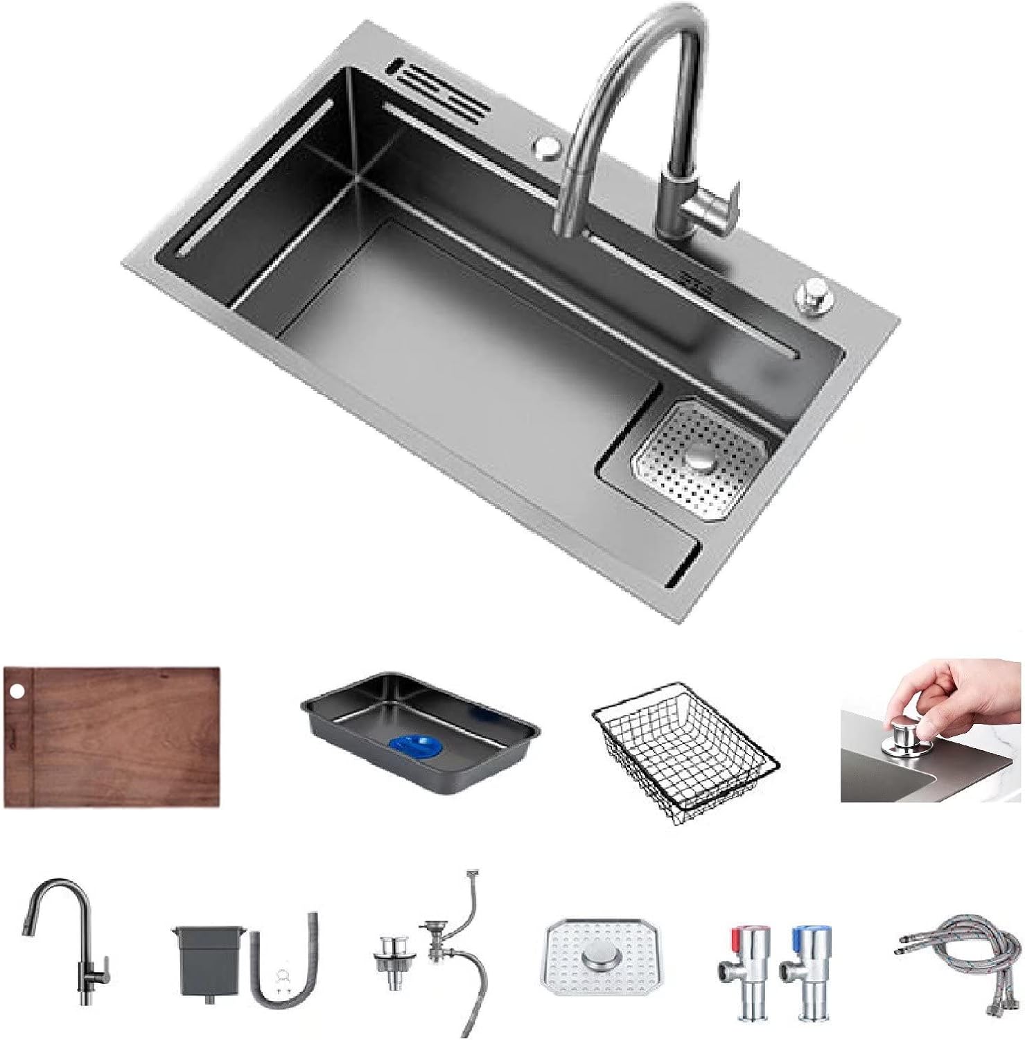 Amazon.com: HGTRH Modular Kitchen Sink Corner Drain, Workstation Sink ...