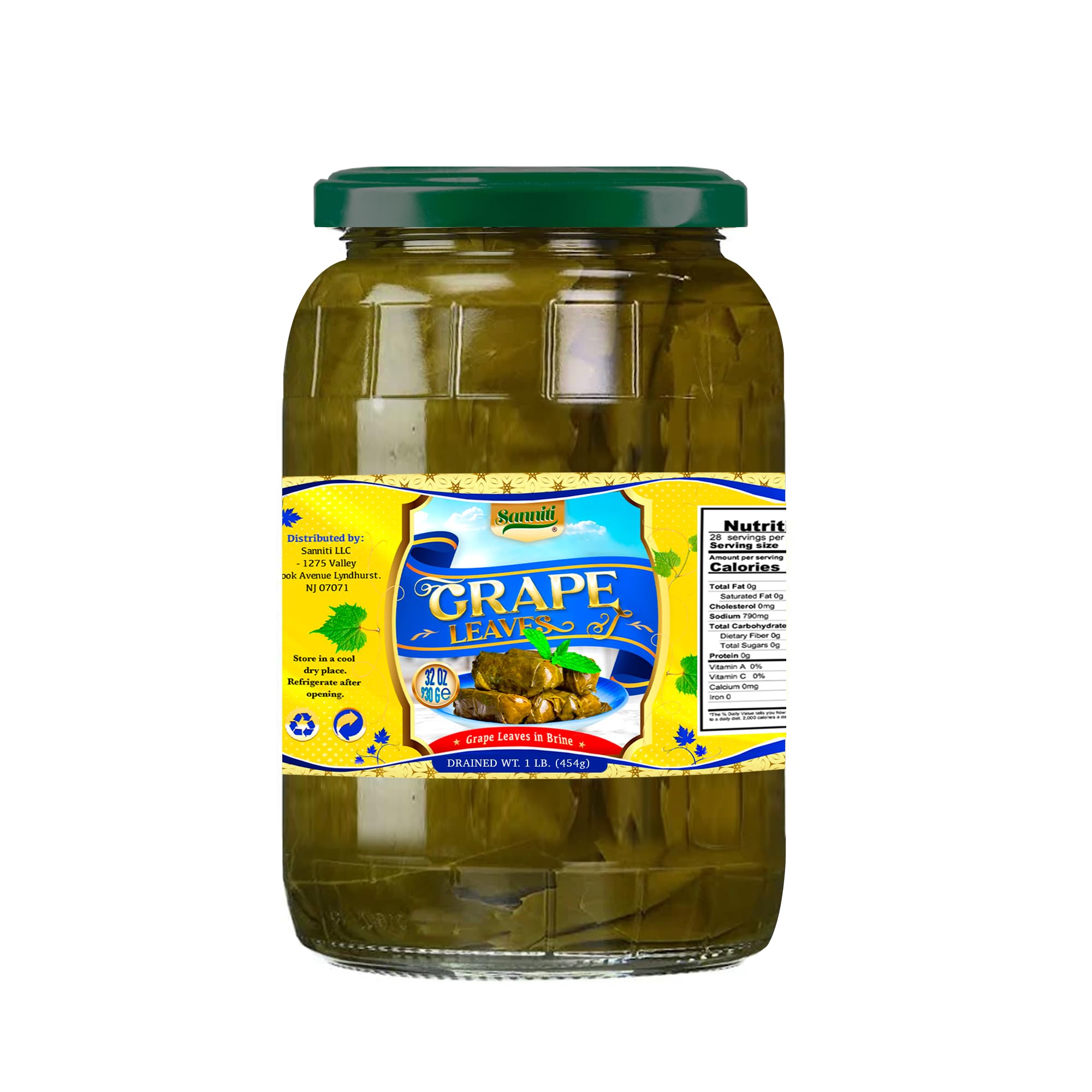 Snapklik.com : Grape Leaves In Brine Net Weight 32 Oz Drained Weight 1 Lbs