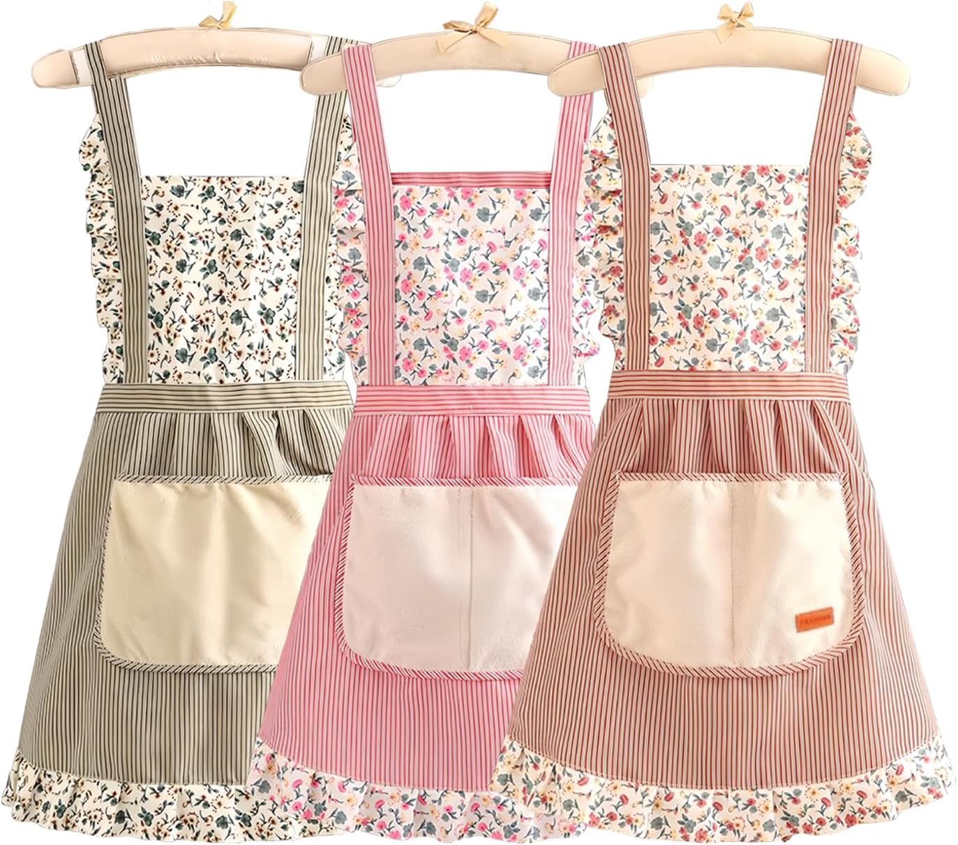 Amazon.com: WinDerMo 3 Pieces Aprons for Women with Pockets, Floral ...