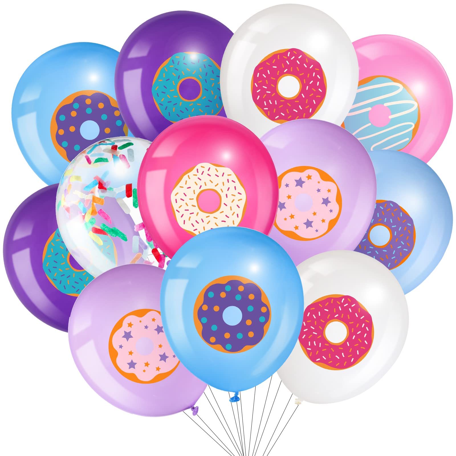 Amazon.com: Threan 36 Pieces Donut Theme Balloons, 12 Inch, Latex, 8 ...