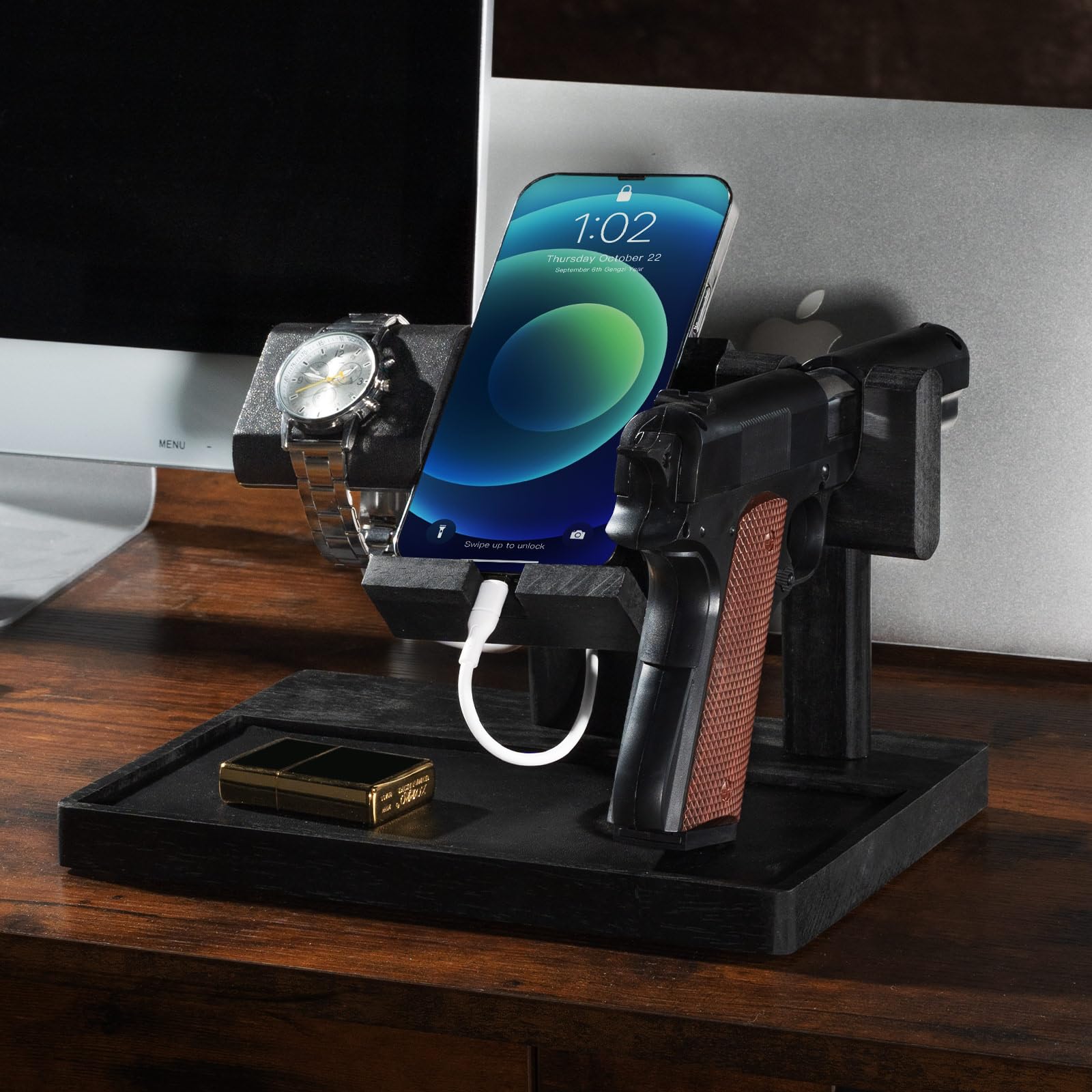 Snapklik.com : Pistol Rack For Gun Safe, Wood Handgun Rack Holder For ...