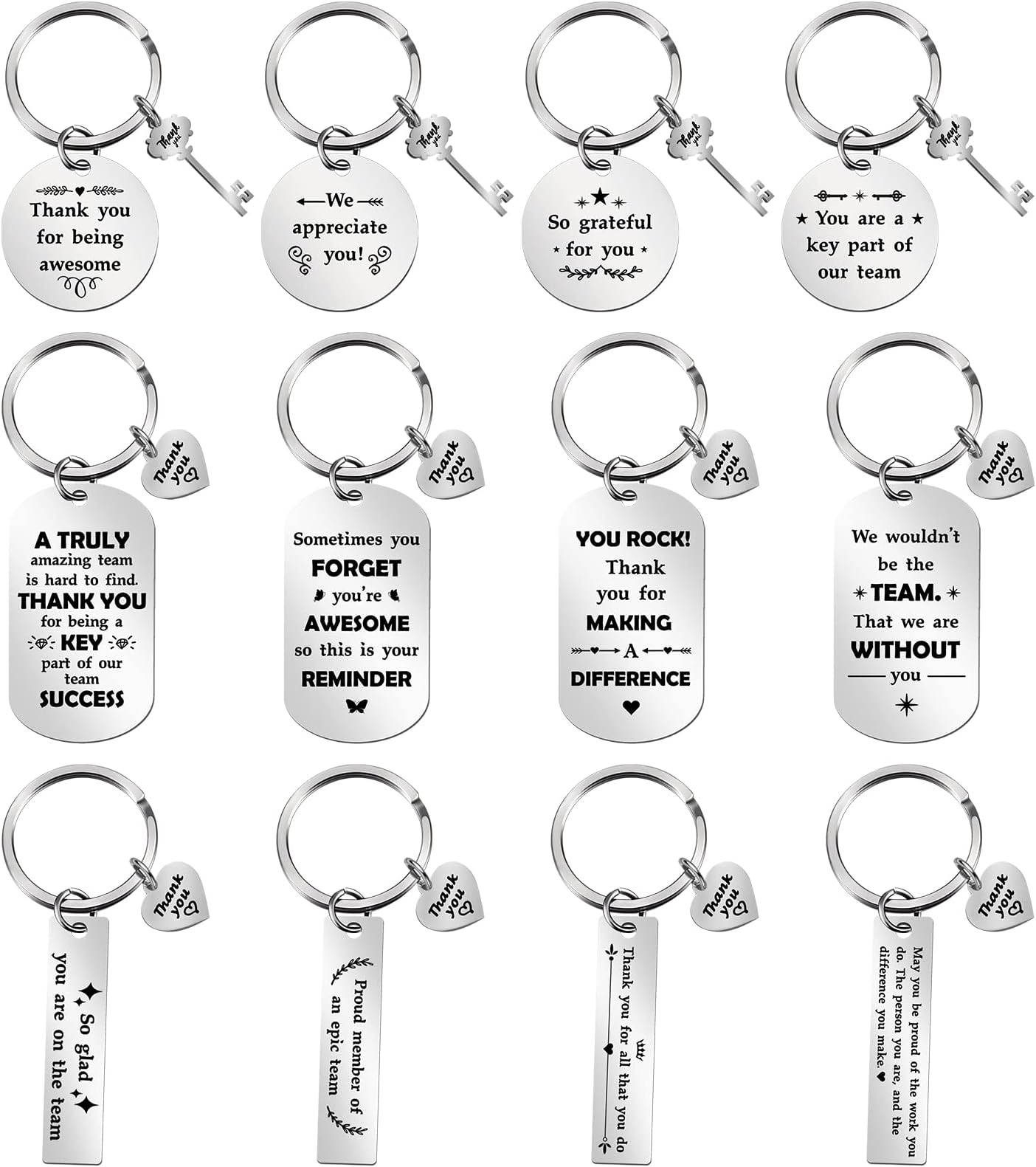 Amazon.com: Bucherry 12 Pcs Thank You Gifts 6 Pcs Appreciation Keychain ...