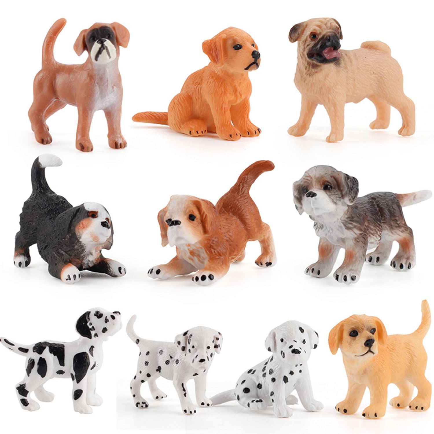 HOMNIVE Realistic Animal Figure - 10pcs Cute Puppy Figurines - Hand ...