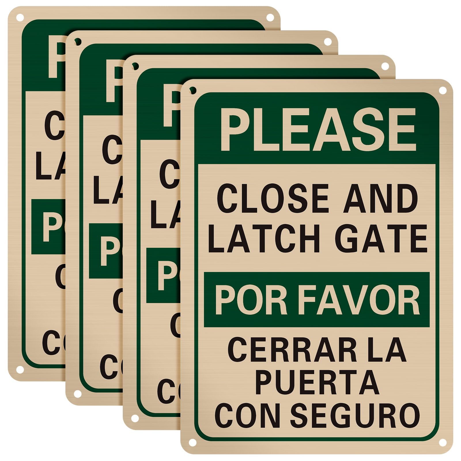 Amazon.com: Blulu 4 Pcs Please Close and Latch Gate Sign Bilingual ...