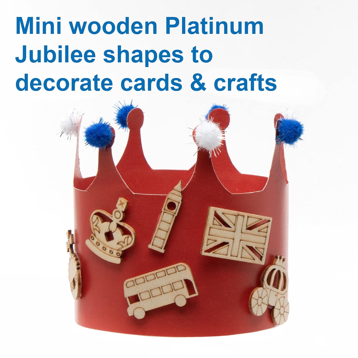 Pack of 100 Queens Platinum Jubilee 2022 Wooden Shapes for Crafting in ...