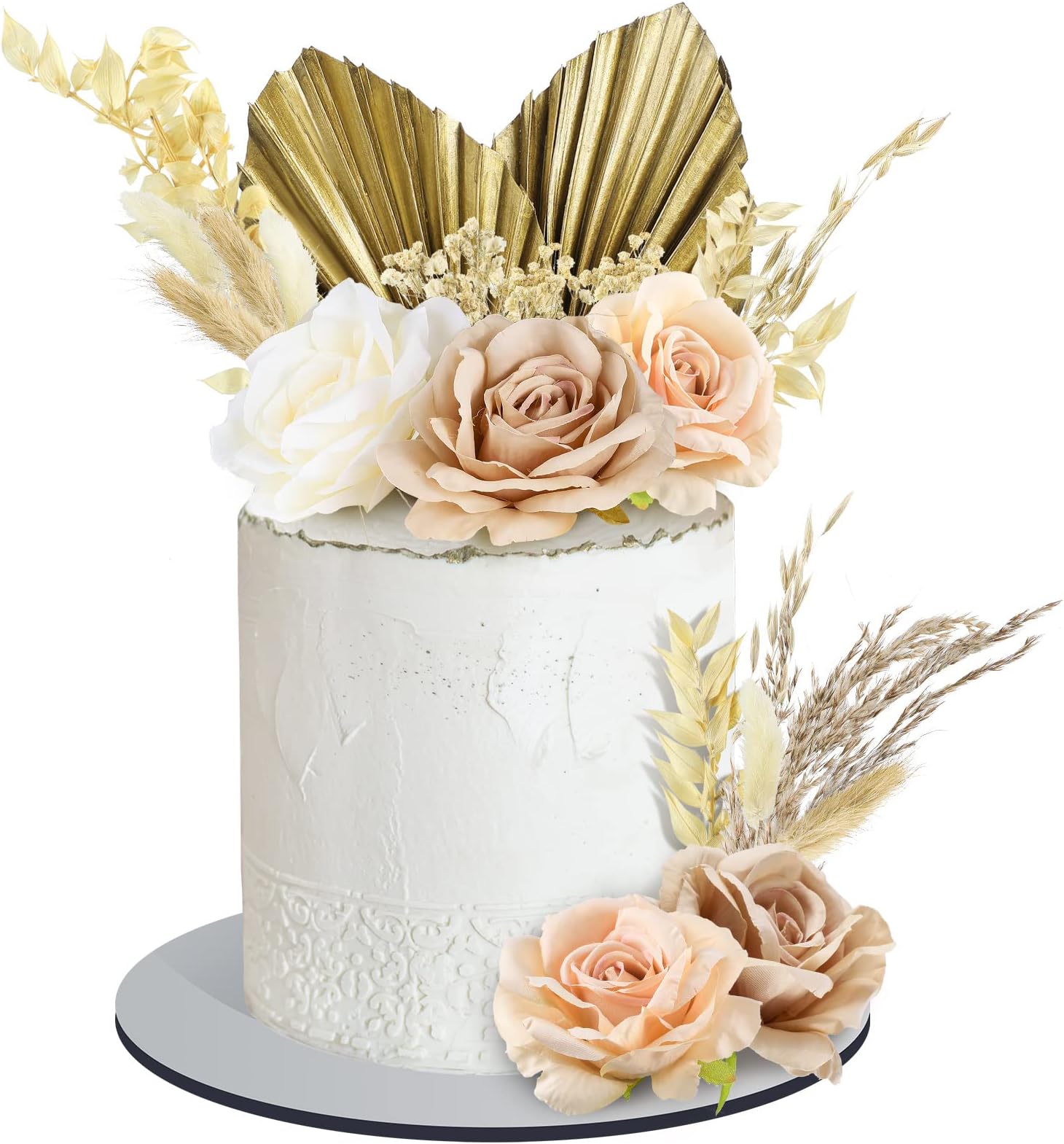 Amazon.com: Natural Boho Cake Topper Vintage Artificial Flowers Leaves ...