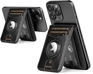 Amazon.com: SkyEagle for Magsafe Wallet Stand with Airtag Holder,PU Leather RFID Blocking Card ...