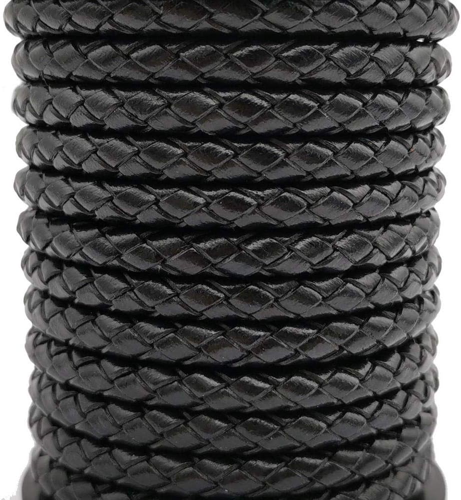 Amazon.com: 3 Yards Braided Leather Strap Black 5mm Round Regenerated ...