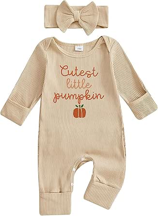 Amazon.com: Lehoso My First Halloween Baby Girl Outfit Pumpkin One Piece Romper Jumpsuit Newborn ...