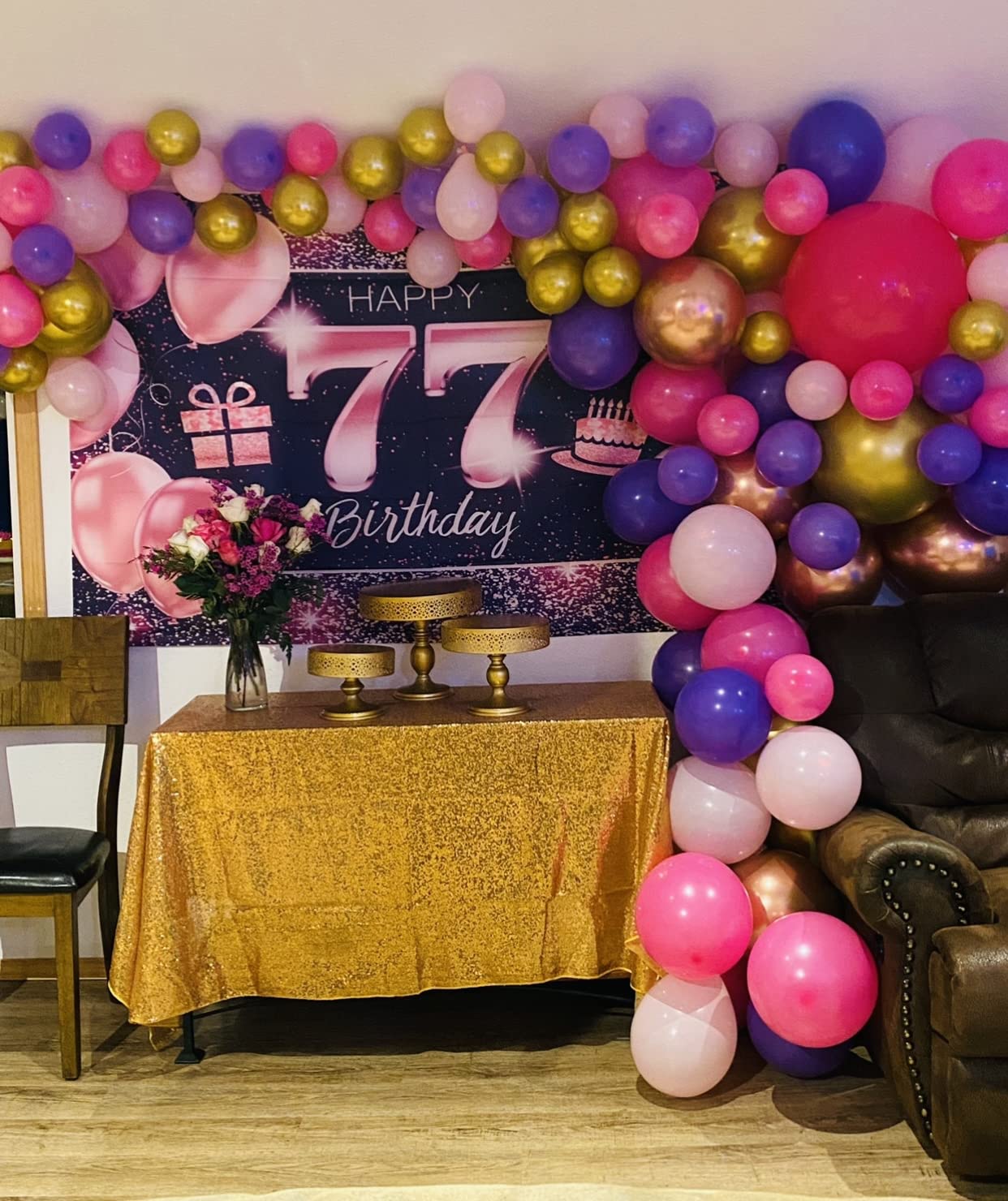 Amazon.com: PAKBOOM Happy 77th Birthday Banner Backdrop - 77 Birthday ...
