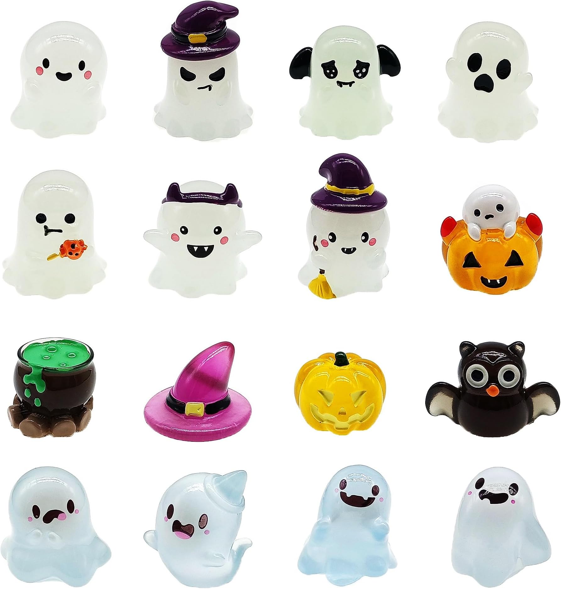 Amazon.com: NIBERDA 16 pcs Luminous Resin Mini Ghost Figurines, Glow in ...