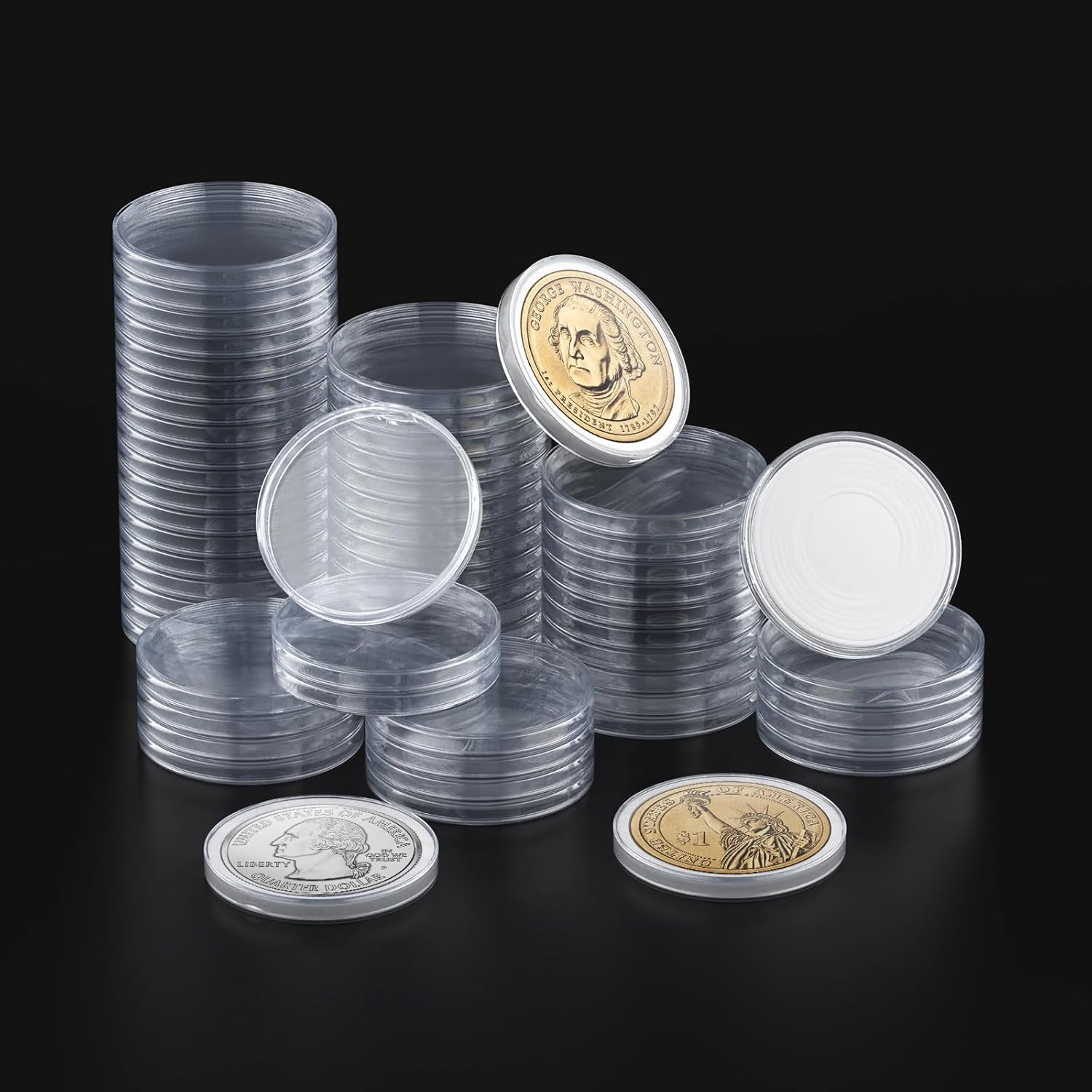 Amazon.com: 60PCS Coin Capsules Silver Dollar Coin Holder, Plastic Coin ...
