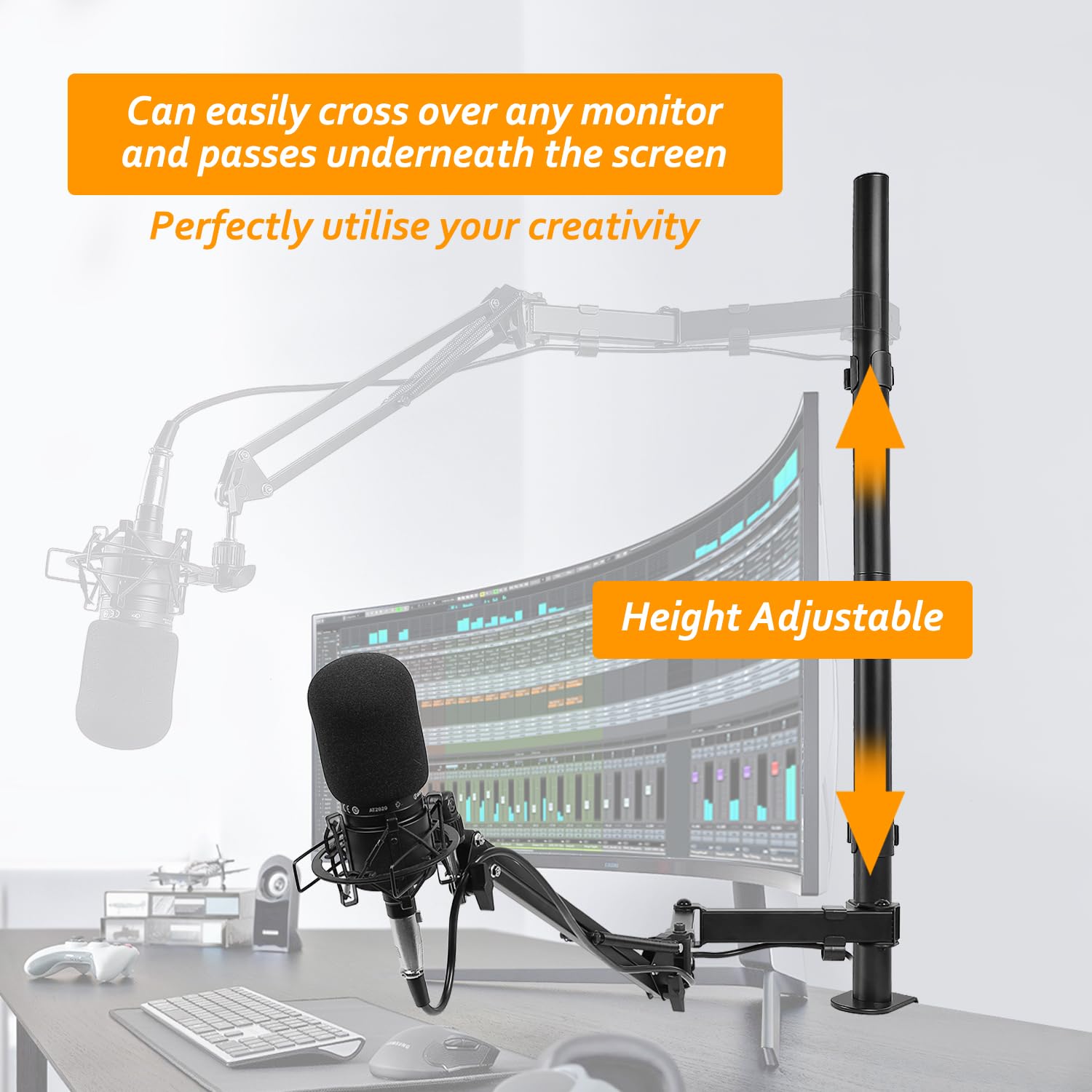 Snapklik.com : Frgyee Mic Boom Arm, Height Adjustable Overhead ...