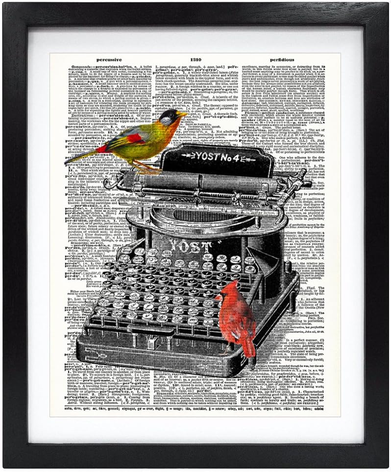 Amazon.com: Susie Arts 8X10 Unframed Vintage Typewriter With Birds ...