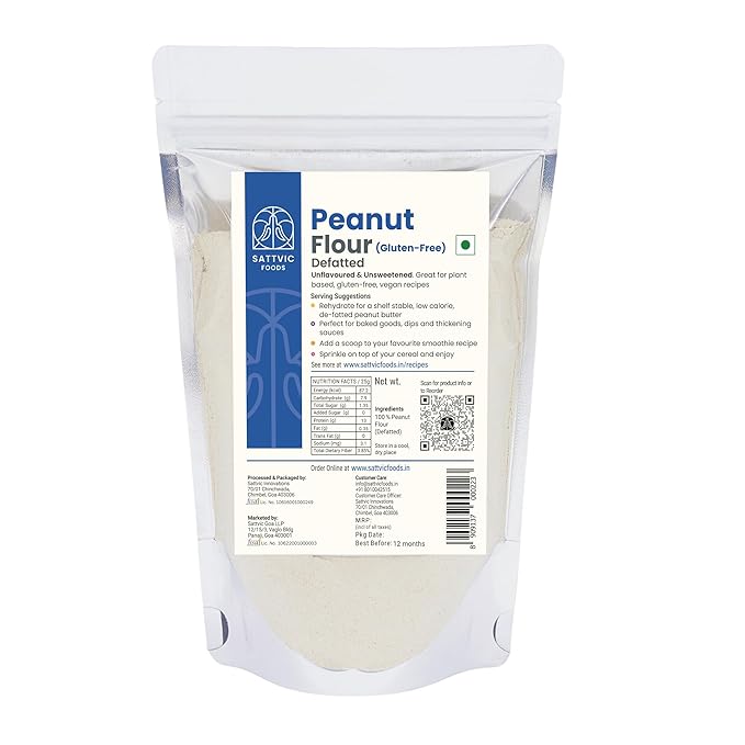 Sattvic Foods Defatted Peanut Flour (300g) | Plant-Based Vegan Flour ...