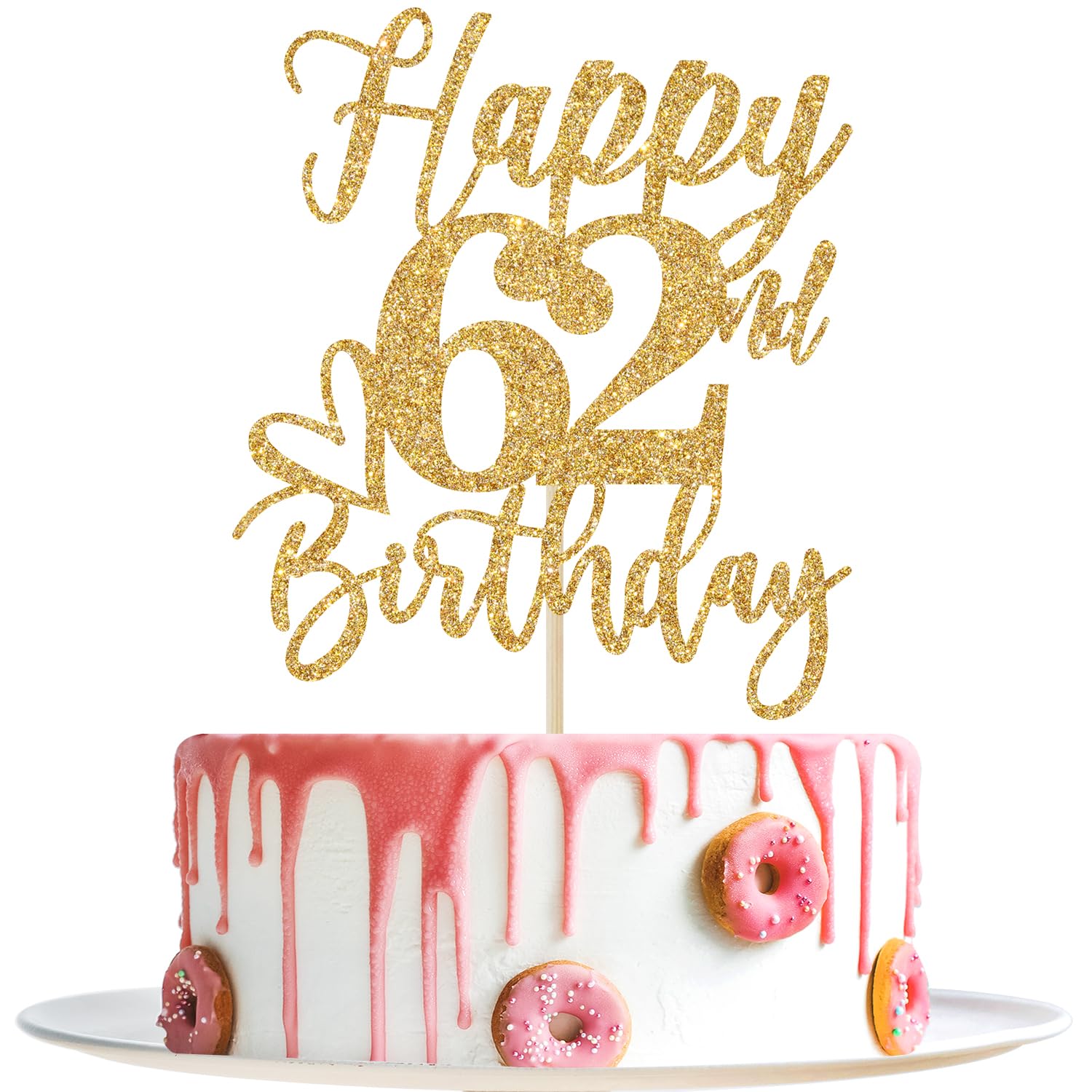 Amazon.com: Happy 62nd Birthday Cake Topper, 62nd Birthday Decorations ...
