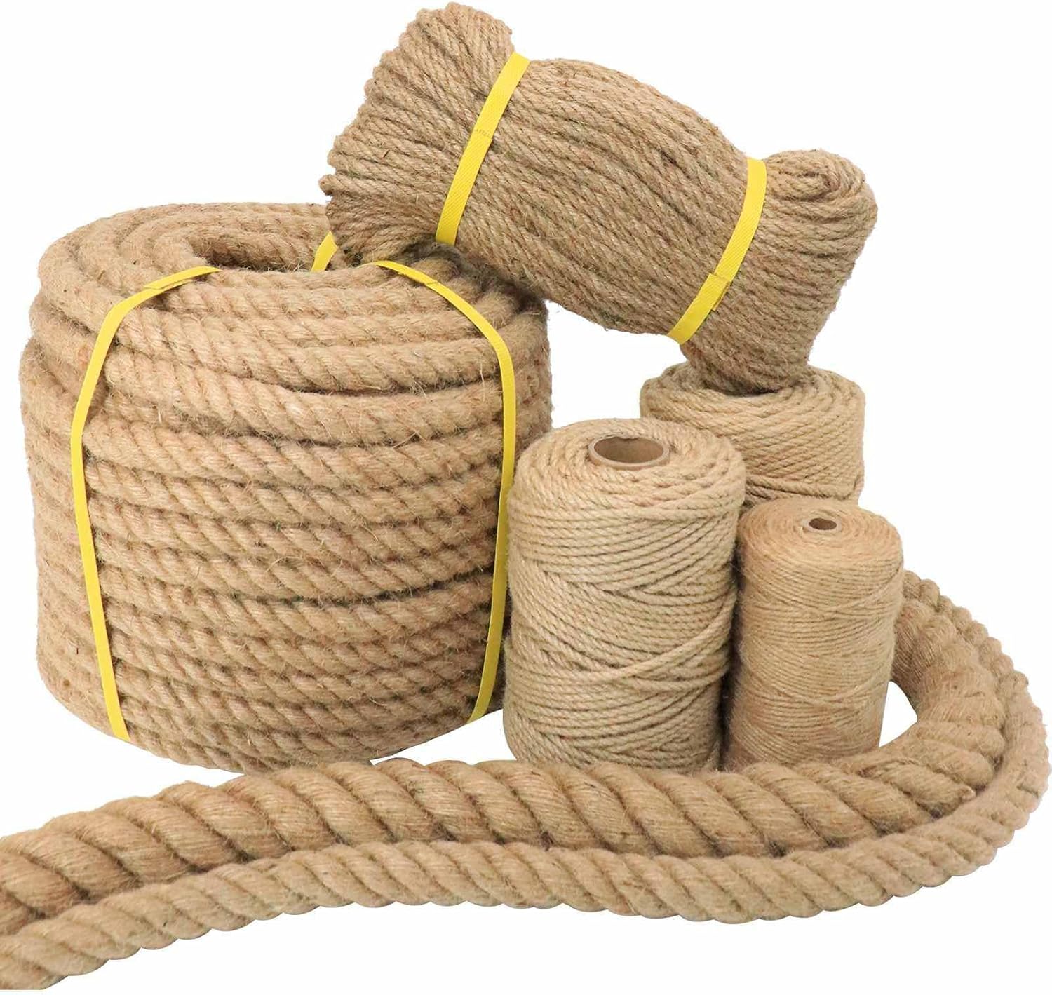 Natural Jute Rope ，Hemp Rope for Crafts,Decorating,Gardening, Bundling,Camping,Cat Scratching ...
