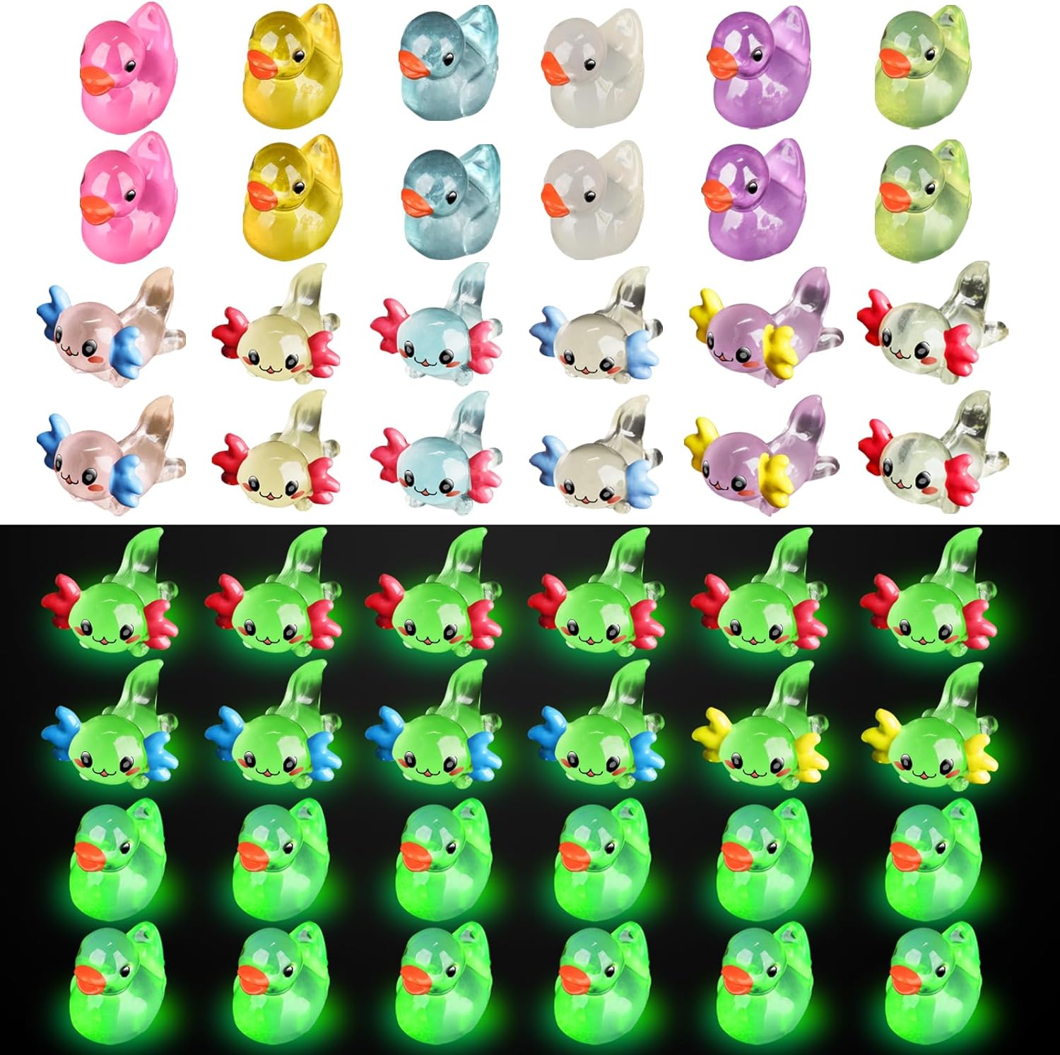 Amazon.com: Luminous Mini Axolotl Resin Figurine, 24 Pcs Axolotls ...