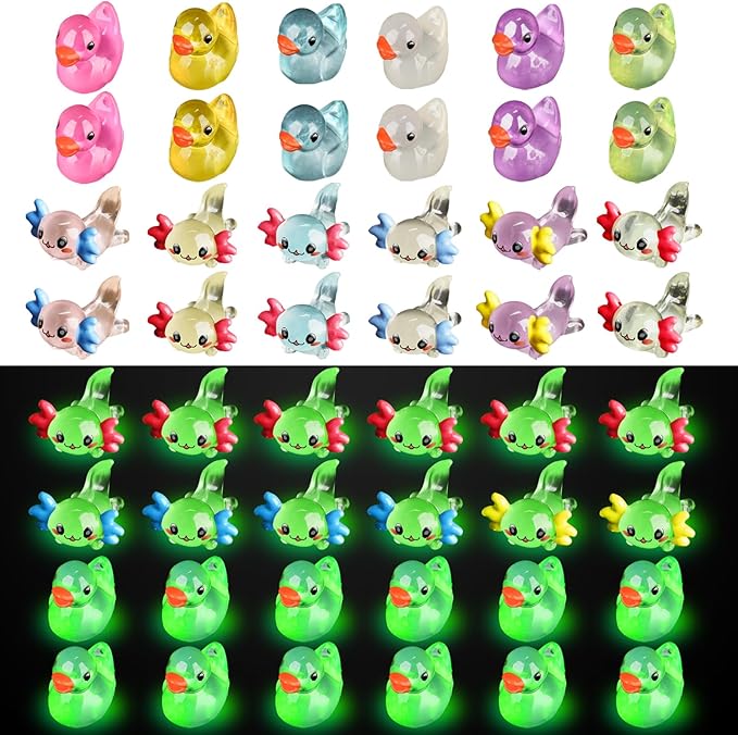 Amazon.com: Luminous Mini Axolotl Resin Figurine, 24 Pcs Axolotls ...