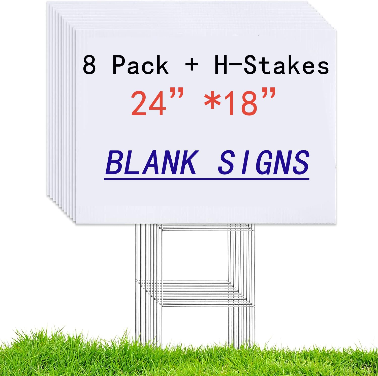 MEJOR CONOCIDO 8 Pack 24"x18" White Blank Lawn Yard Signs Corrugated ...