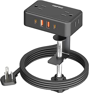 Amazon.com: HOPOW Desk Clamp Power Strip, Desktop Mount Charging ...