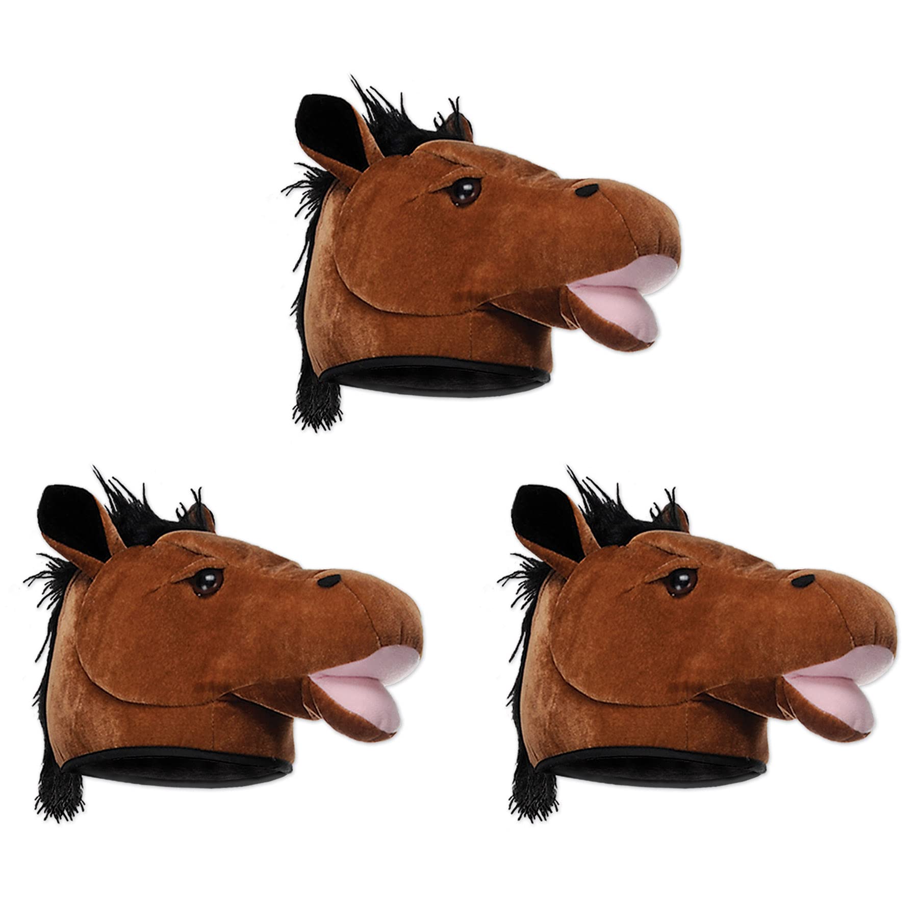 Amazon.com: Beistle Unisex Plush Horse Head Hats, 3 Pieces - Western ...