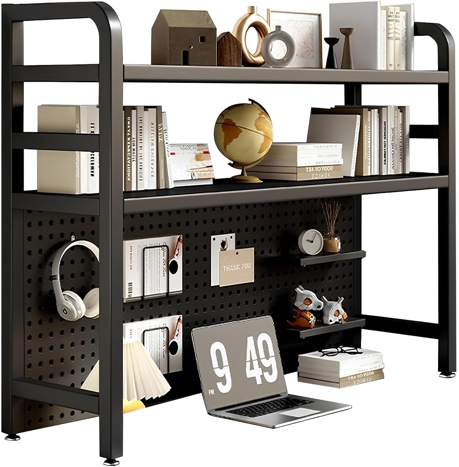 Amazon.com: Multipurpose Desktop Bookshelf - 2 Tiers Wrought Iron ...