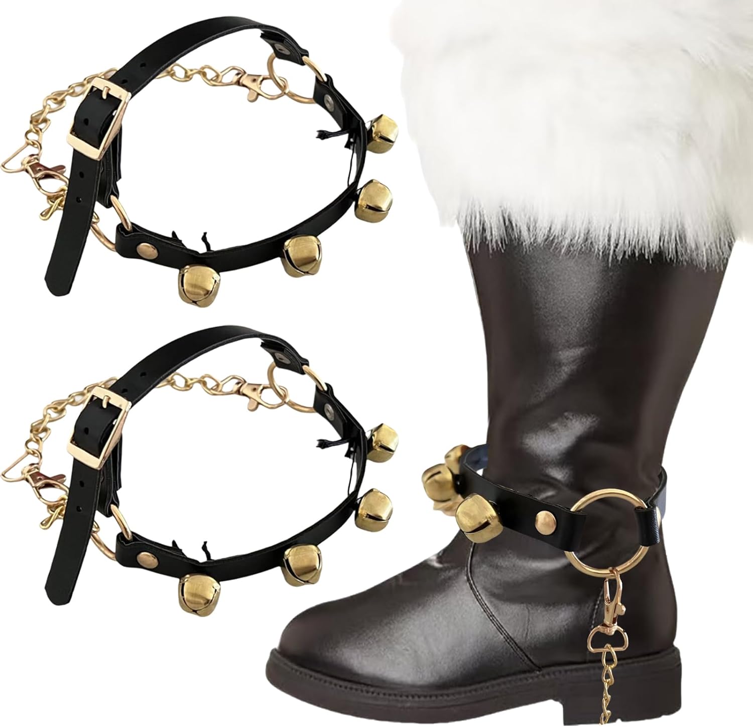 Amazon.com: 2 PCS Christmas Santa Claus Boots Brass Bells for Halloween ...
