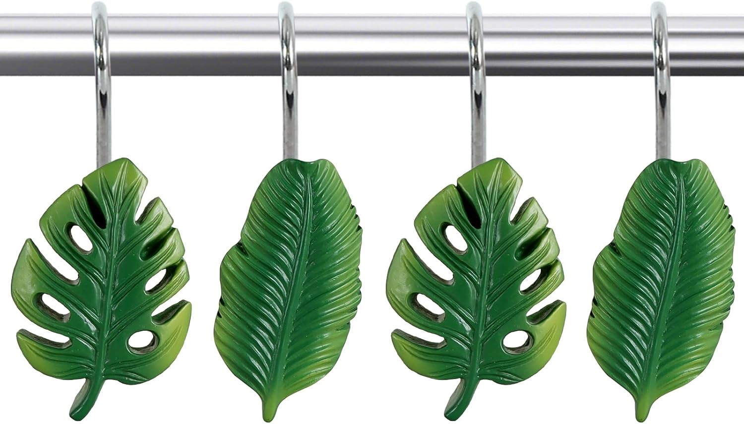 Amazon.com: CTOHN 12-Piece Tropical Leaf Shower Curtain Hooks, Green ...