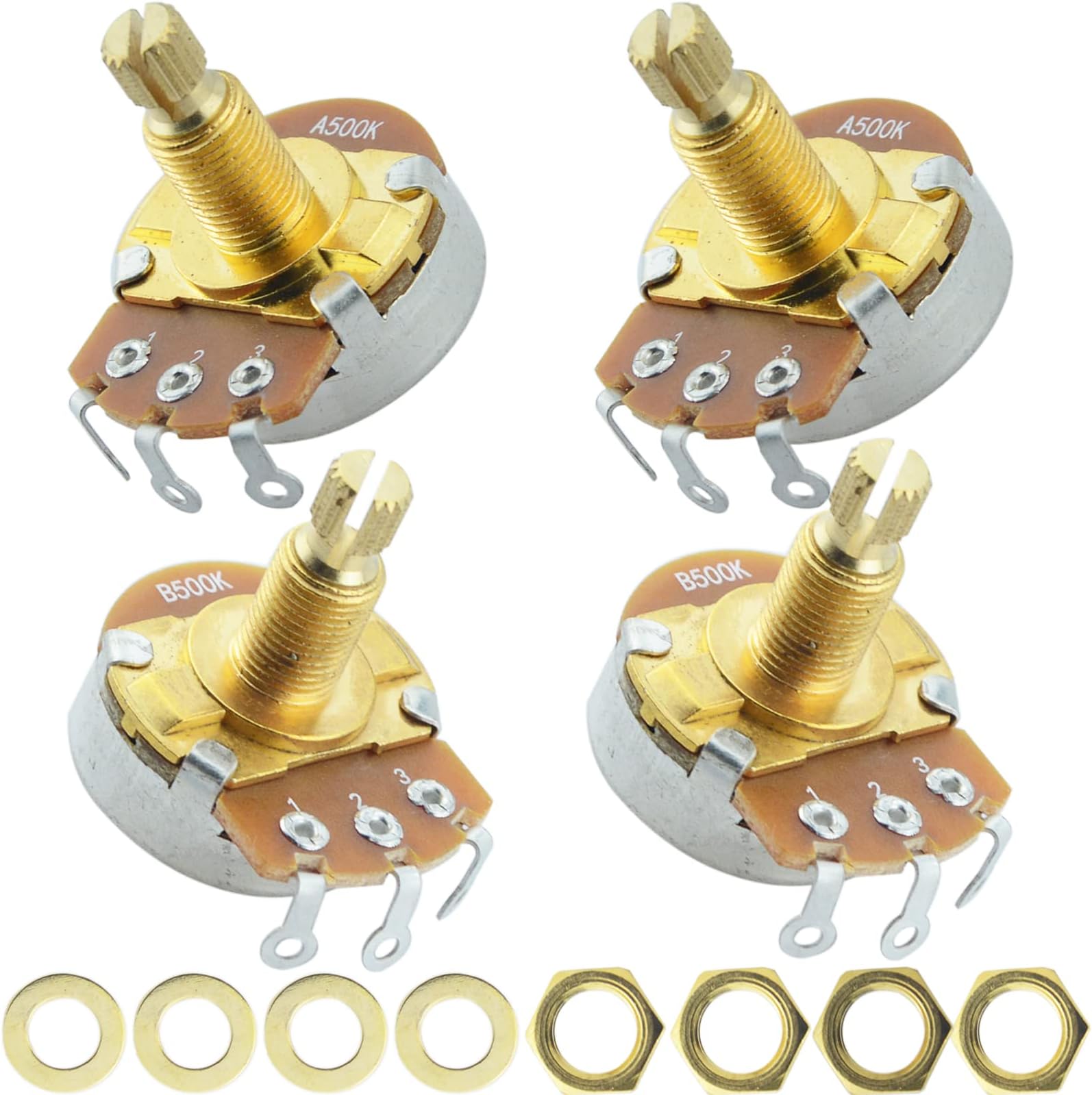 Amazon.com: Wwomusic A500K B500K-OHM Guitar Potentiometer 18mm Long ...