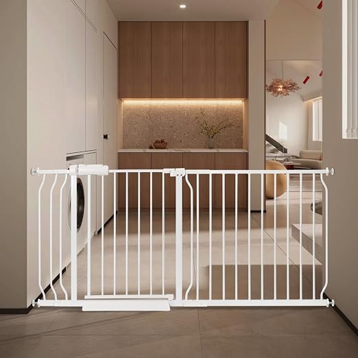 Amazon.com: Extra Wide Baby Gate with Door Pressure Mounted 57.48-66.92 ...
