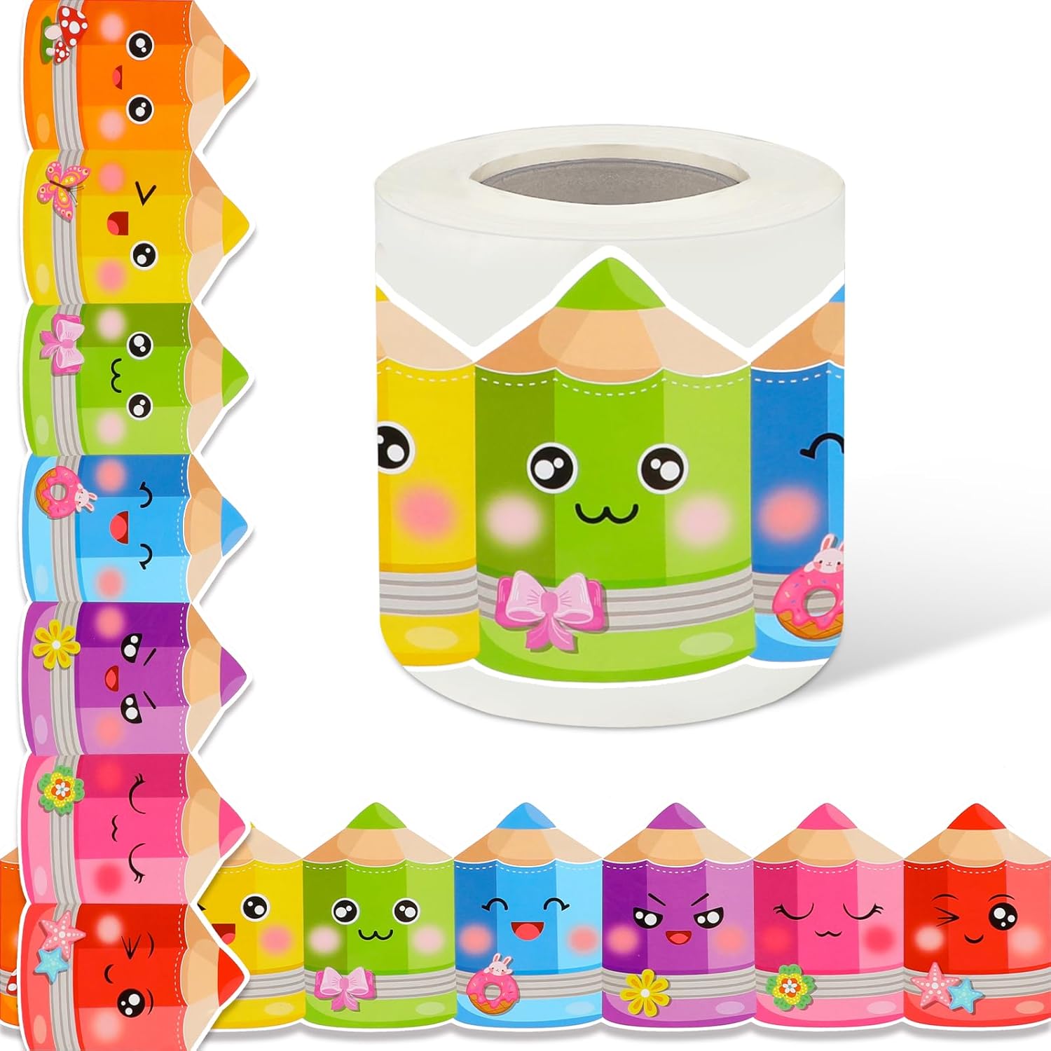 Amazon.com: Konsait 68Ft Pencil Bulletin Board Border Set, Cute Face ...