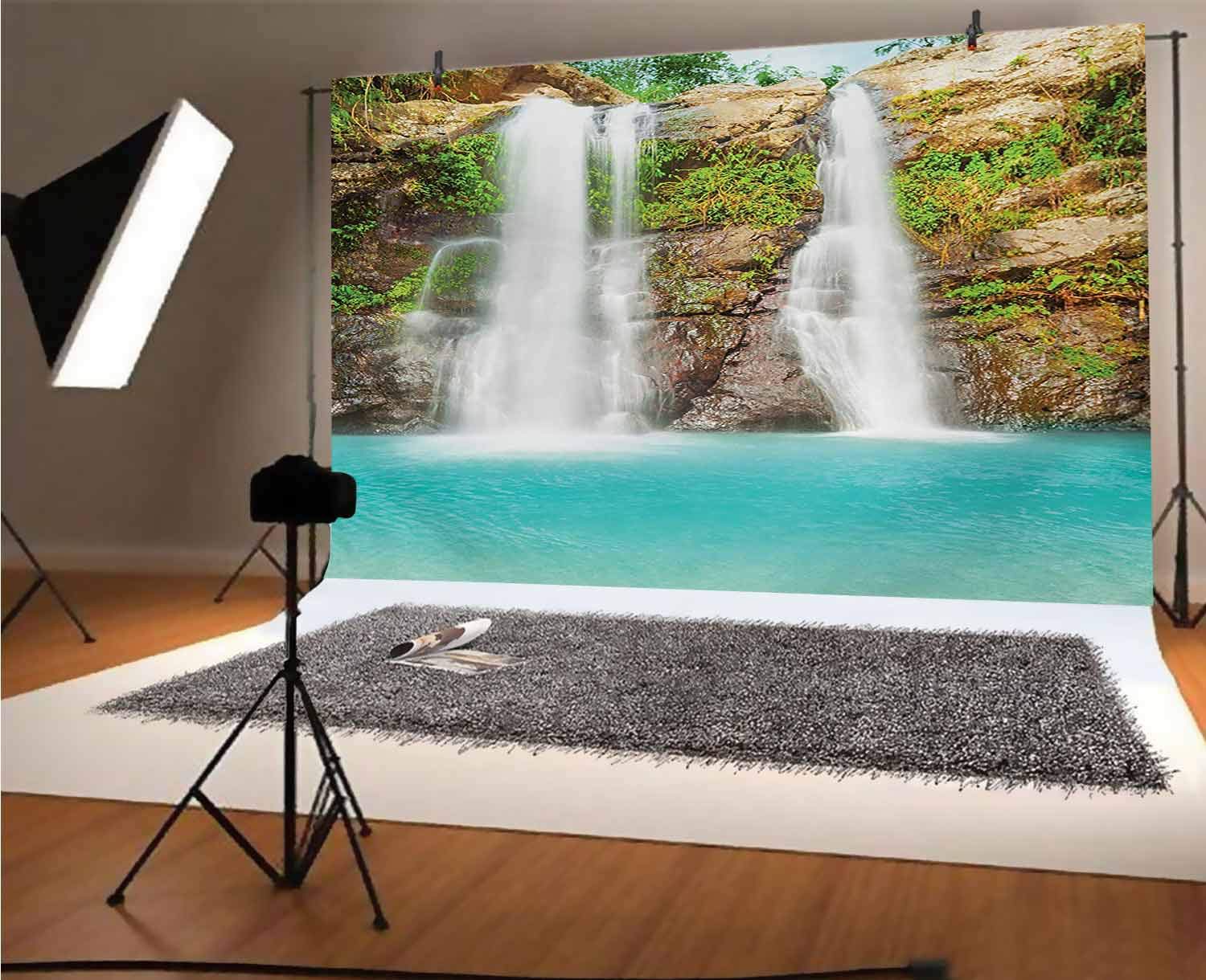 Buy Rainforest 7x5 FT Vinyl Photography Background Backdrops,Waterfall ...