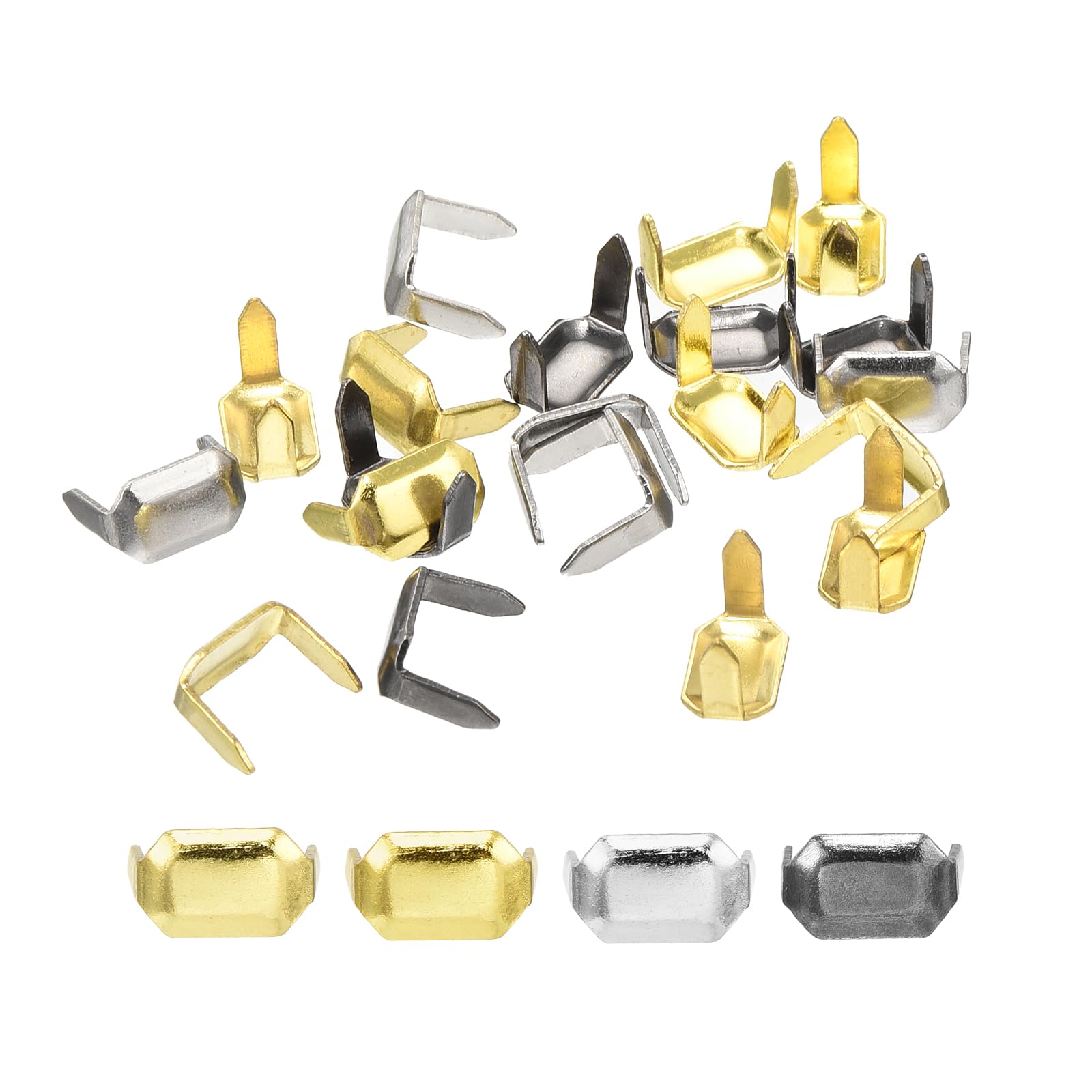 Amazon.com: uxcell 40Pcs Brass Leather Staples, 8x5mm Two Prong Claw Rivets, Rectangle Leather ...