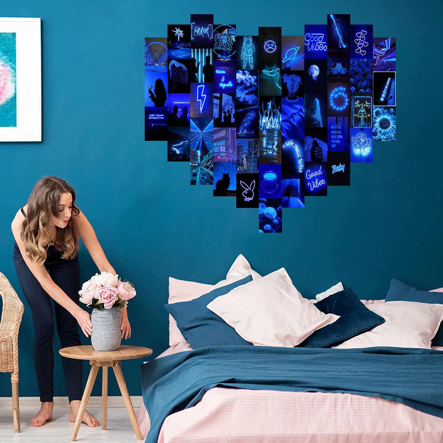 Buy JUWUTE Neon Wall Collage Kit Aesthetic Pictures, Blue Aesthetic ...