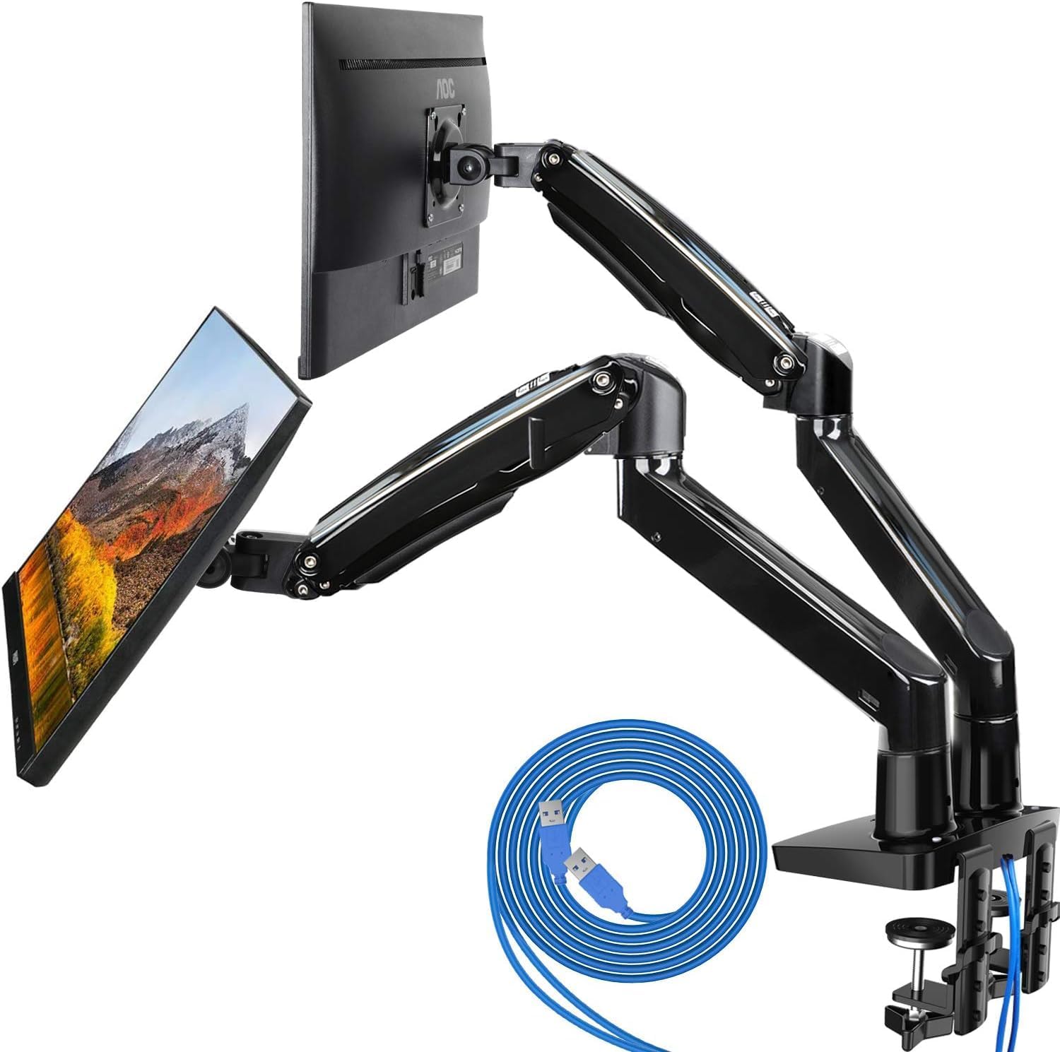 HUANUO Dual Monitor Arm for 13 to 40 Inch, Height Adjustable Monitor ...