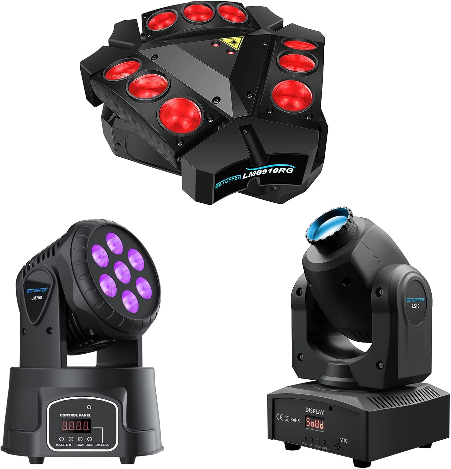 BETOPPER Luces de cabeza móvil para DJ, punto estroboscópico, luz LED ...