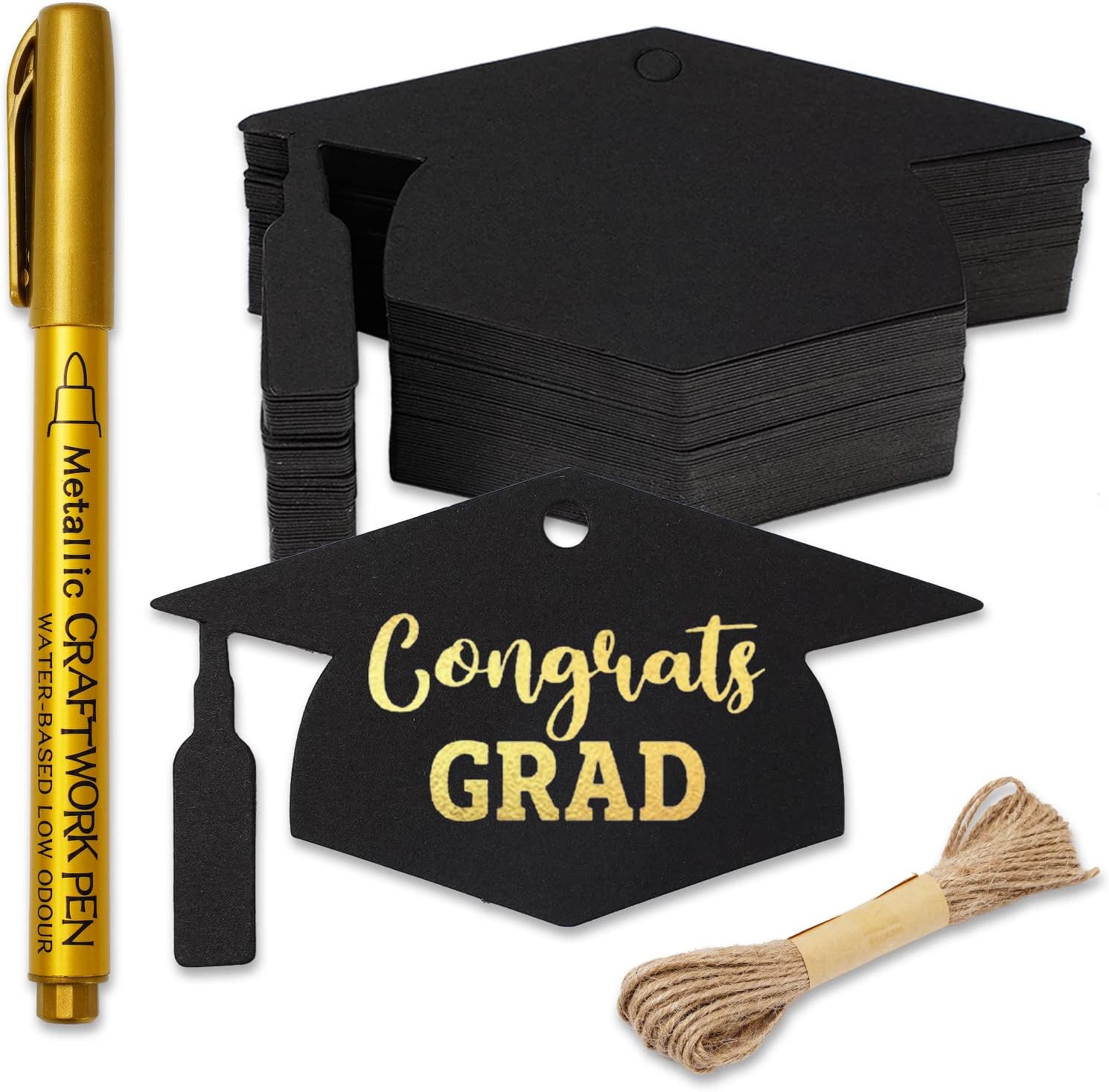 Amazon.com : Whaline 100Pcs Graduation Cap Gift Tags with Gold Marker ...