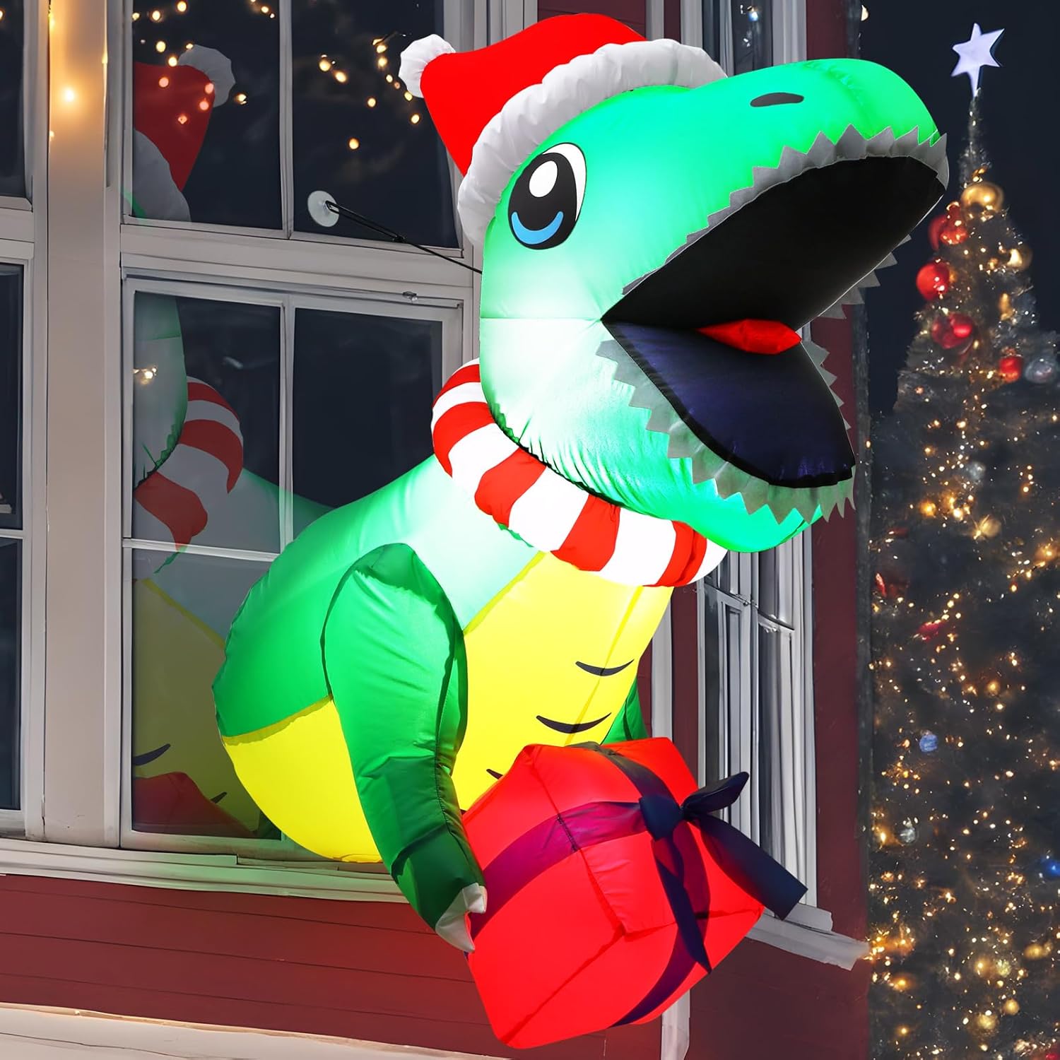 Amazon.com: HyDren 3.5 ft Christmas Inflatable Dinosaur Broke Out from ...