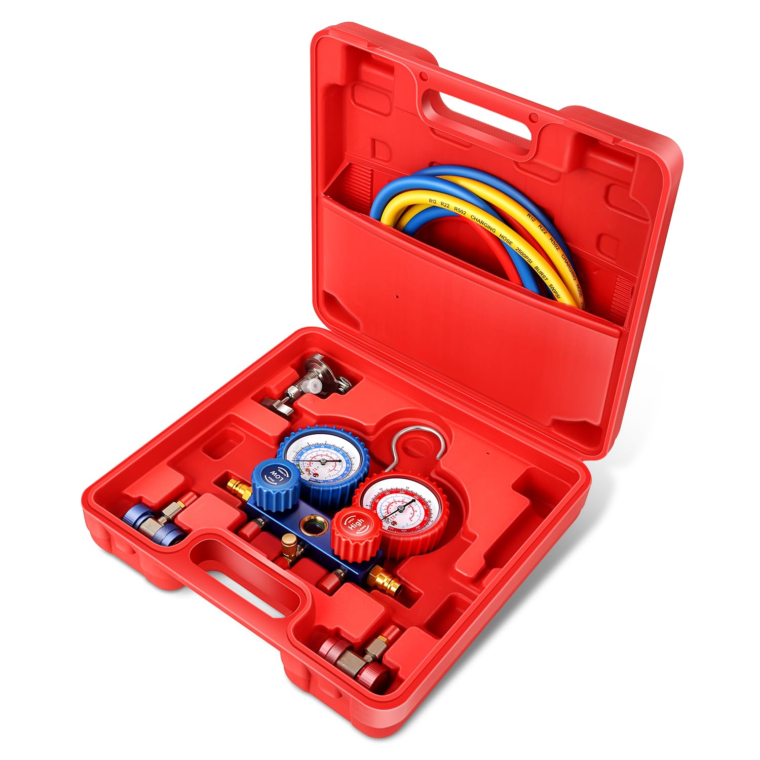 Amazon.com: DNA MOTORING AC Gauge Set 3 Way AC Manifold Gauge Set Freon ...