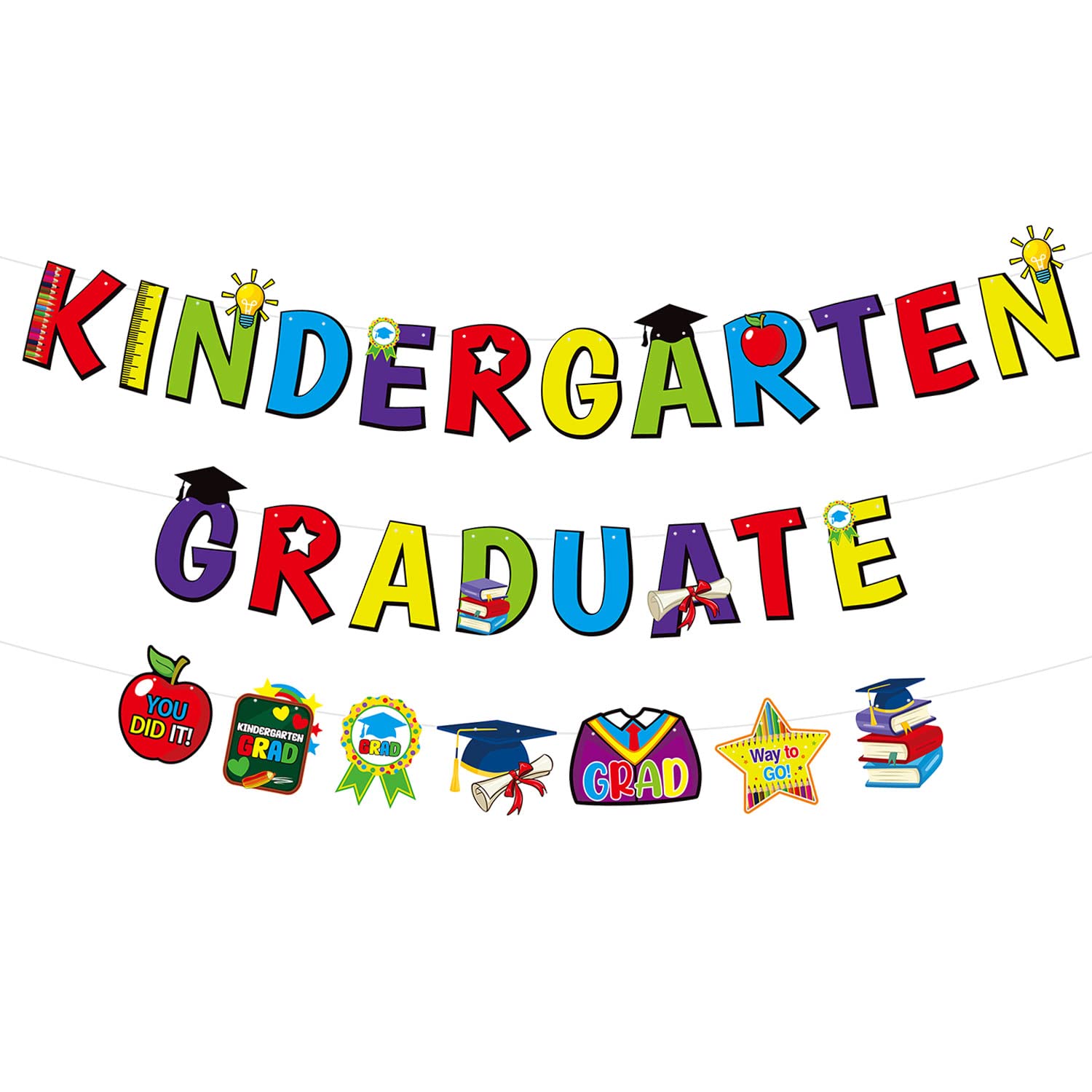 Amazon.com: PTFNY Colorful Kindergarten Graduate Banner 2024 ...