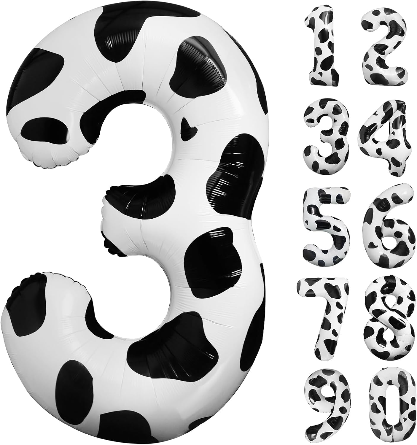 Amazon.com: LEBERY Cow Print Number Balloon 40 Inch Cow Print Number 3 ...