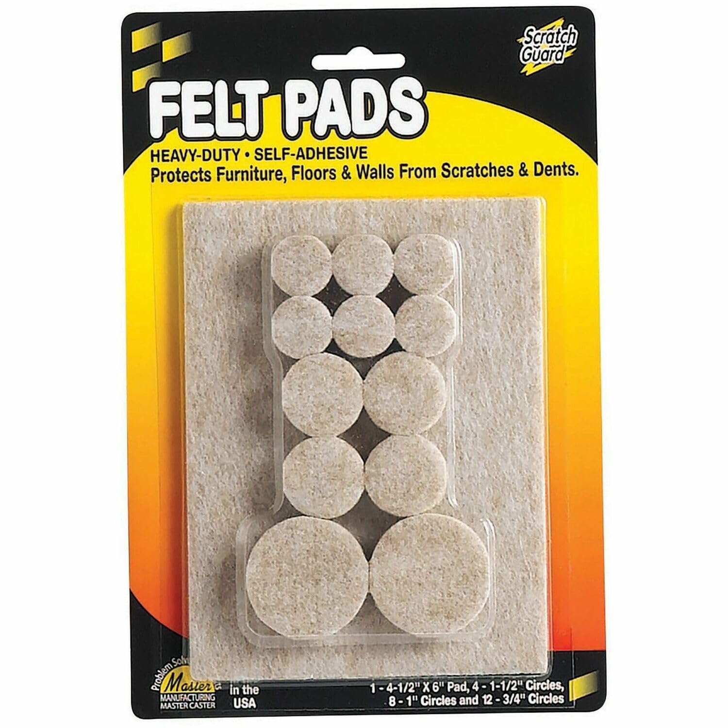 Master Manufacturing Company, 88499 Round Felt Pads, Assorted Sizes ...