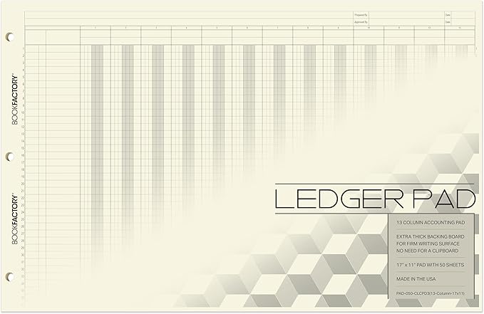 Amazon.com : BookFactory Ledger Pad/Large 13 Column Accounting Ledger ...