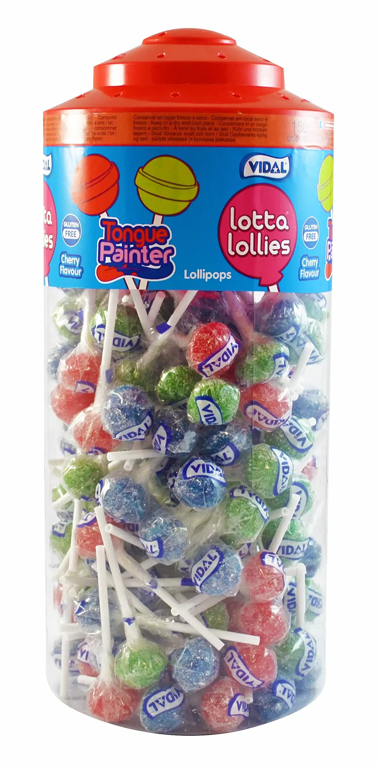 Vidal Lotta Lollies Tongue Painter Lollipops Tub 150 Assorted Fruit ...