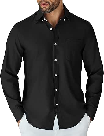 Amazon.com: COOFANDY Mens Long Sleeve Button Down Shirt Casual Untucked ...