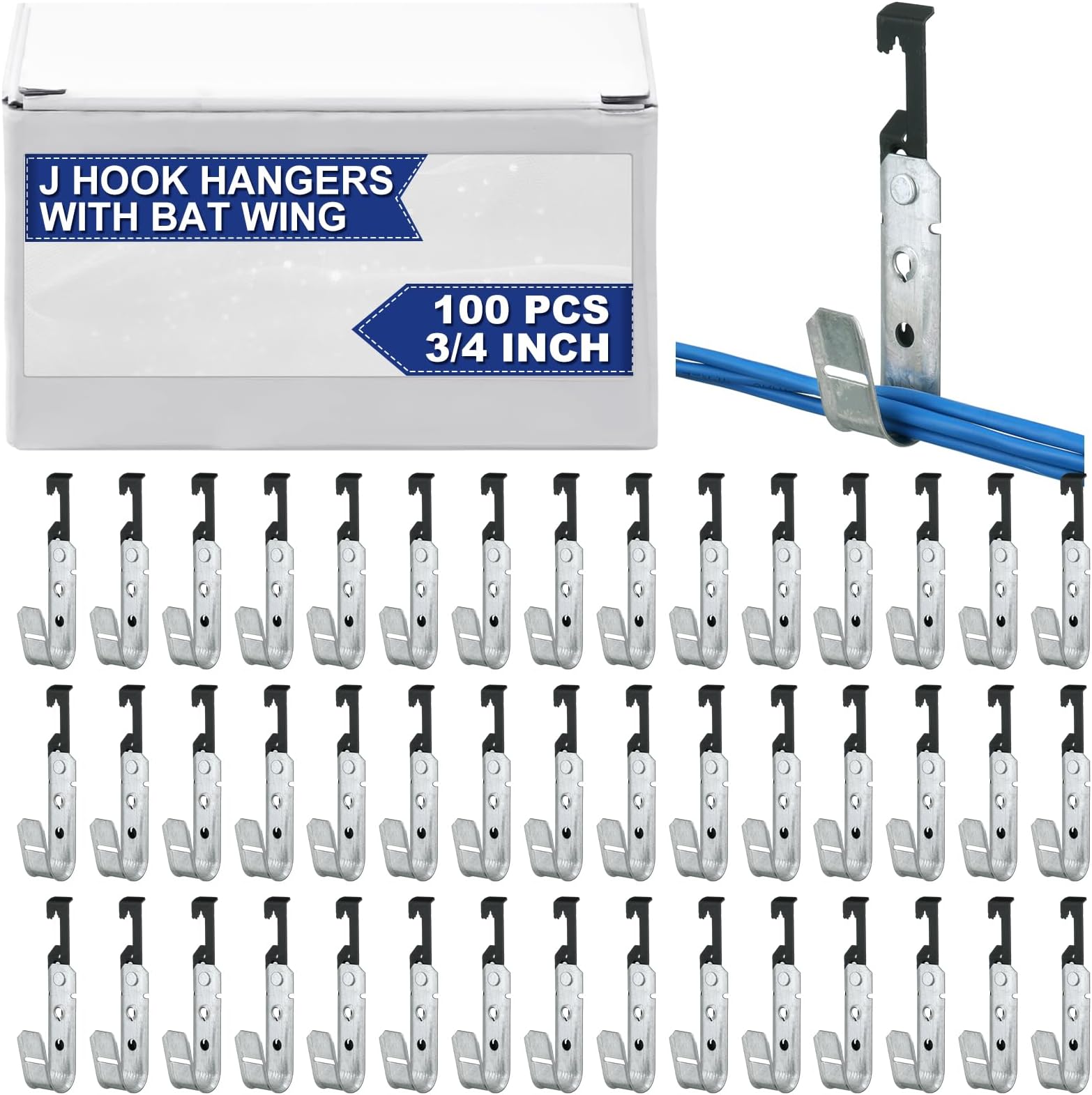 Gisafai 50 Pcs Cable Support J Hook, Cable Hooks for Hanging, Heavy ...