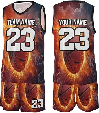 Amazon.com: Lightning Basketball Fire Custom Basketball Jersey Set ...